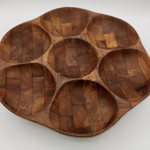 Dining | 13 Vintage Teak Wood Divided Serving Dish Lazy Susan Thailand ...